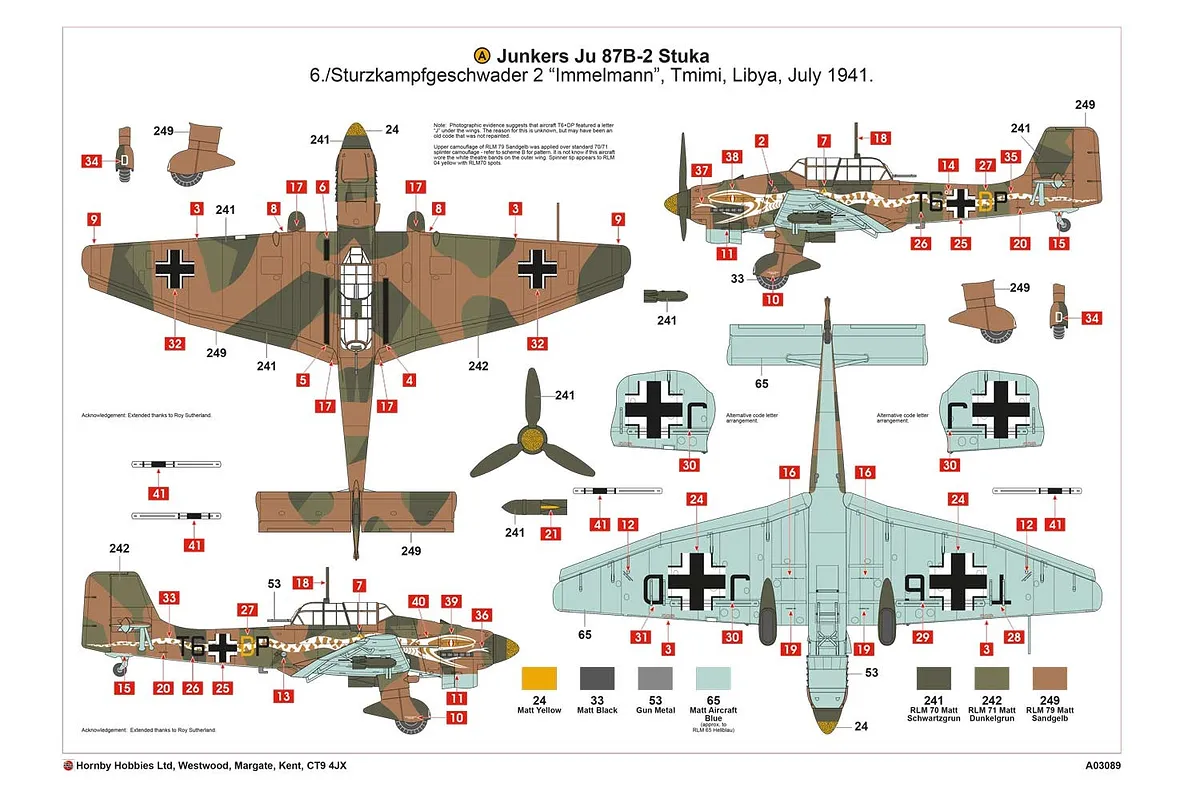 Airfix 1/72 Junkers Ju87 B-1 Stuka Bomber Scaled Plastic Model Kit | A03087