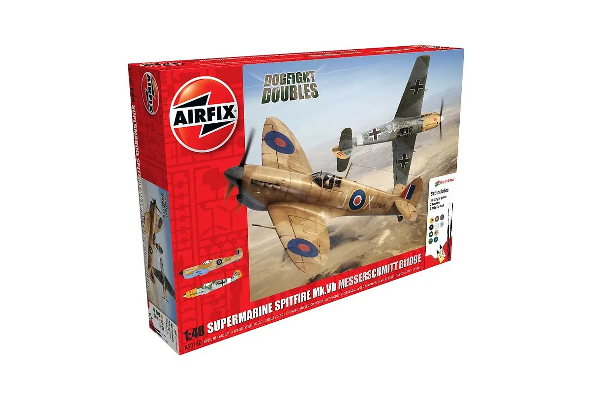 Airfix 1/48 Supermarine Spitfire Mk.VB Messerschmitt BF109E Dogfight Double Fighters Scaled ...