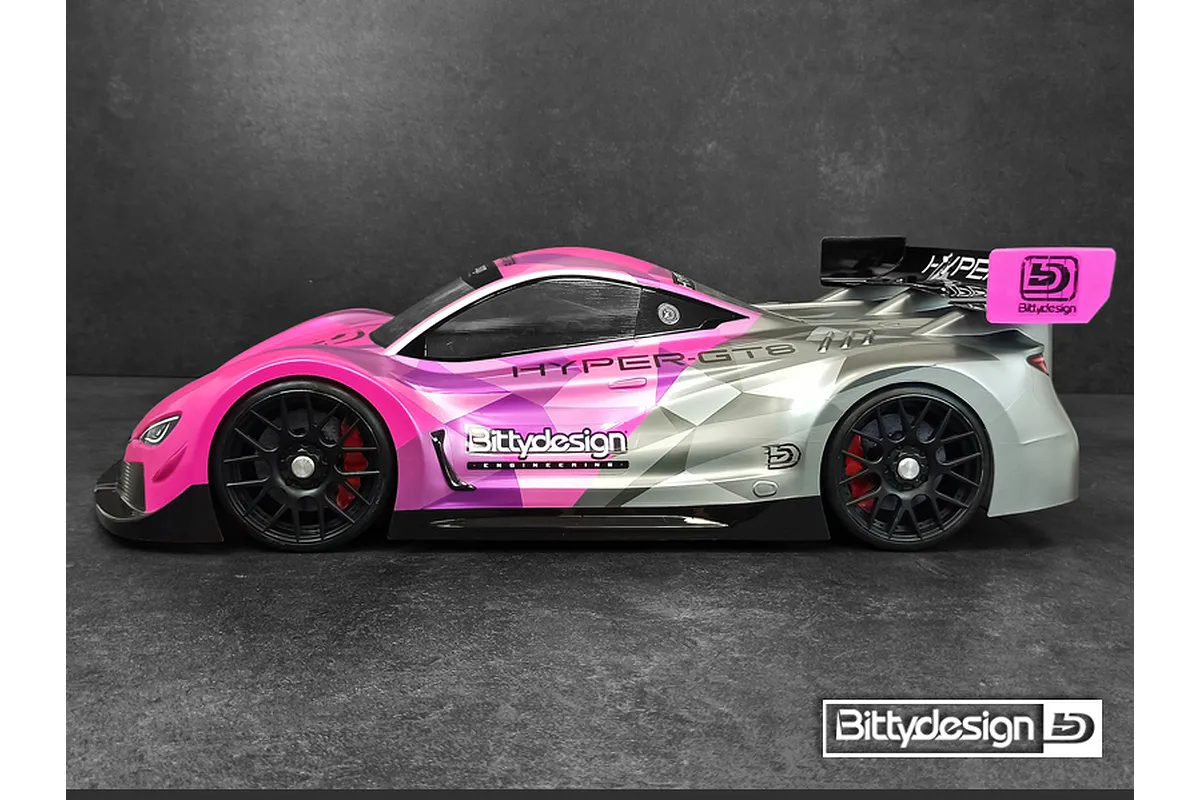 Bittydesign 1/8 HYPER-GT8 1/8 GT Unpainted Body Shell w/ Decals | BDGT8-HYP
