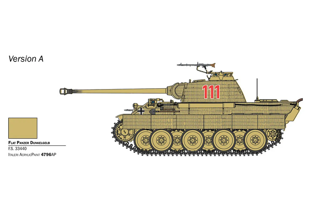 Italeri 1/56 Sd.Kfz. 171 Panther Ausf.A Tank Scaled Plastic Model Kit ...