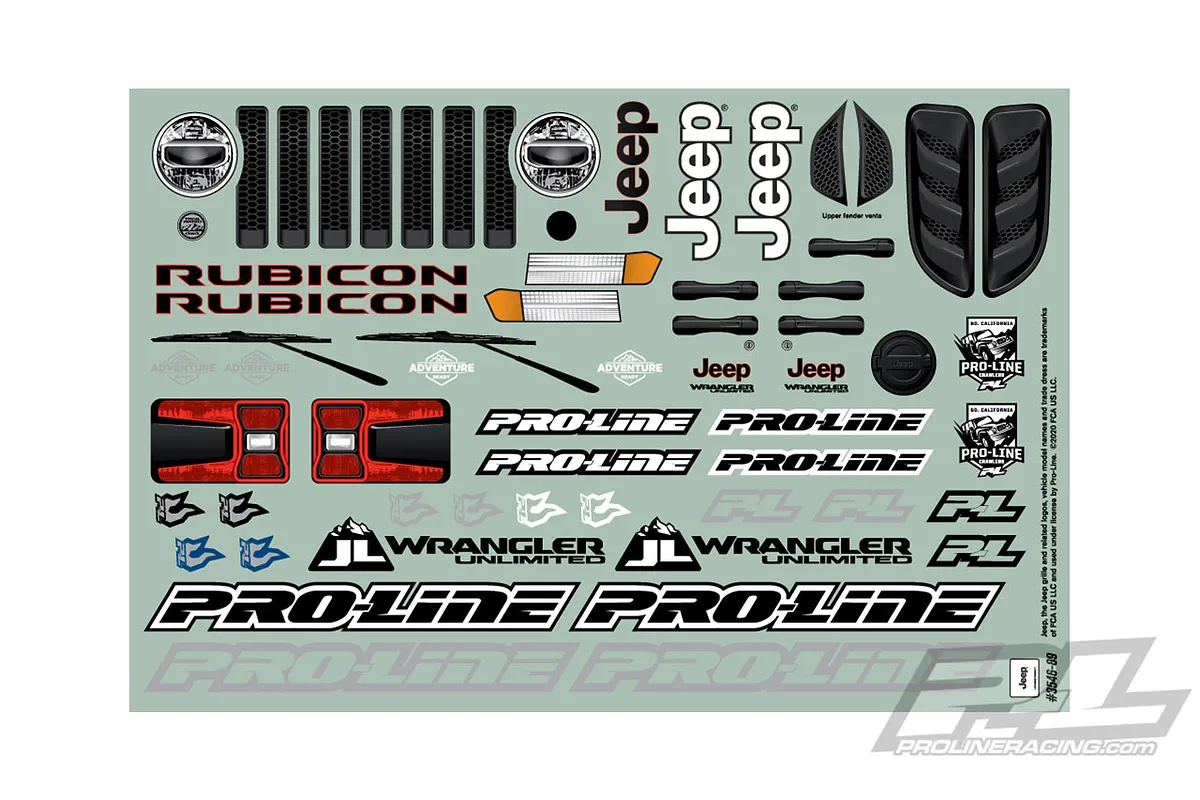 Pro-Line 1/10 Jeep Wrangler JL Unlimited Rubicon Unpainted Body Shell ...