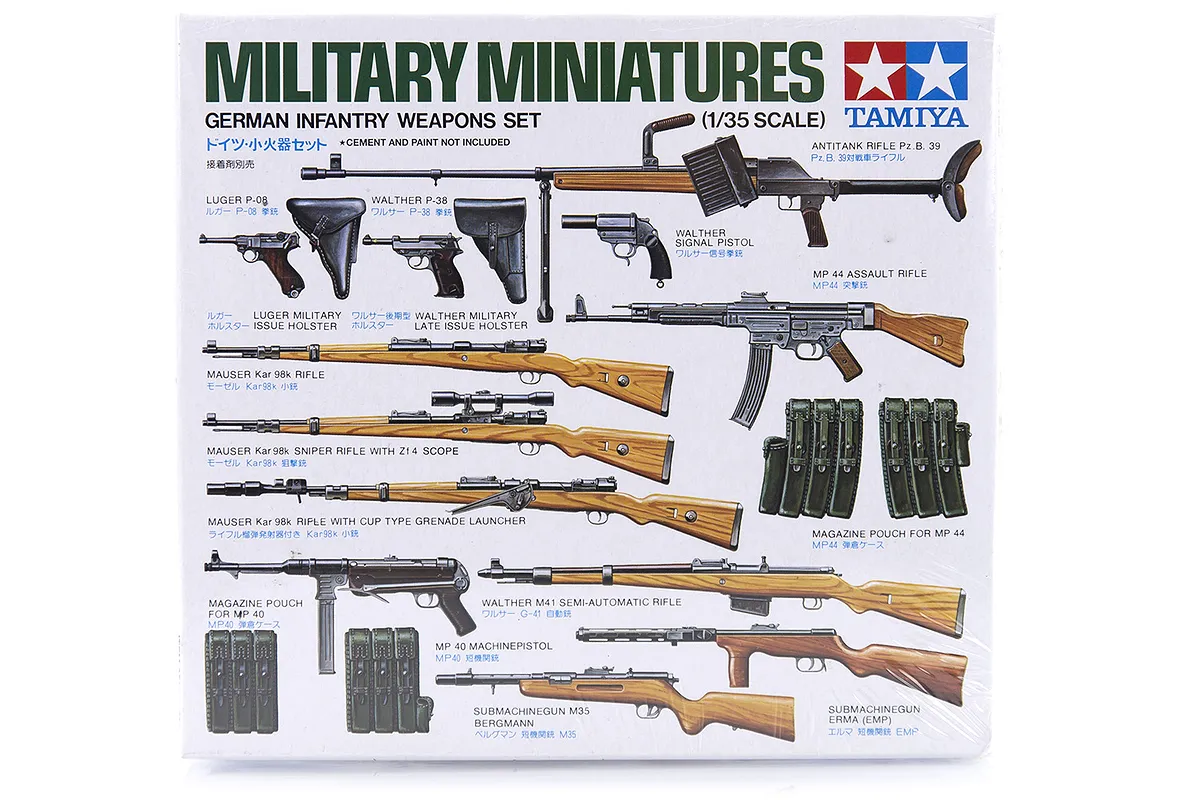 Tamiya 1/35 German Infantry Weapons Set Scaled Plastic Model Kit | 35111