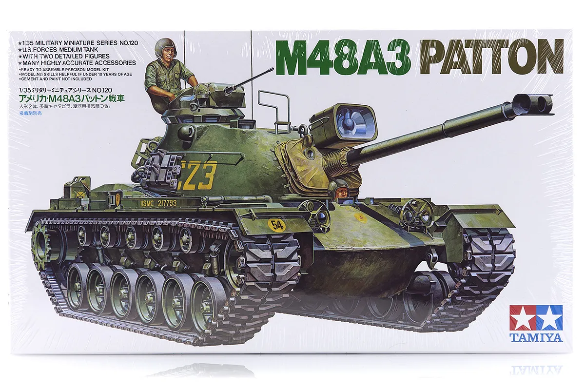 Tamiya 1/35 U.S. M48A4 Patton Tank Scaled Plastic Model Kit | 35120