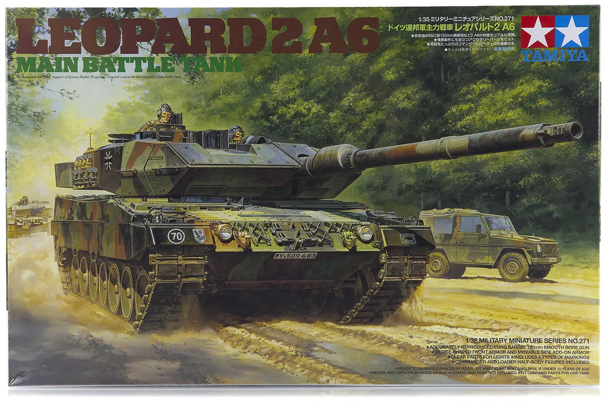 Tamiya 1/35 German MBT Leopard 2 A6 Tank Scaled Plastic Model Kit | 35271