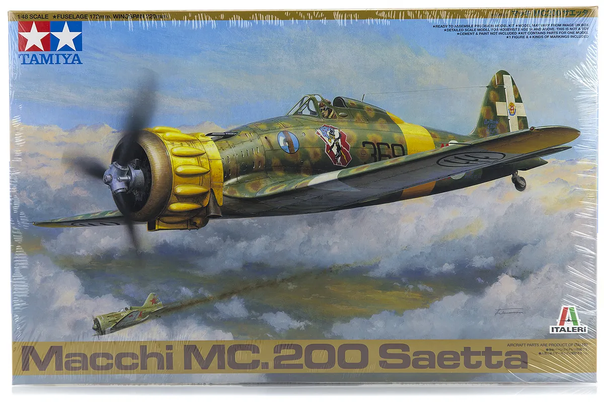 Tamiya 1/48 Macchi MC.200 Saetta Fighter Scaled Plastic Model Kit | 37007