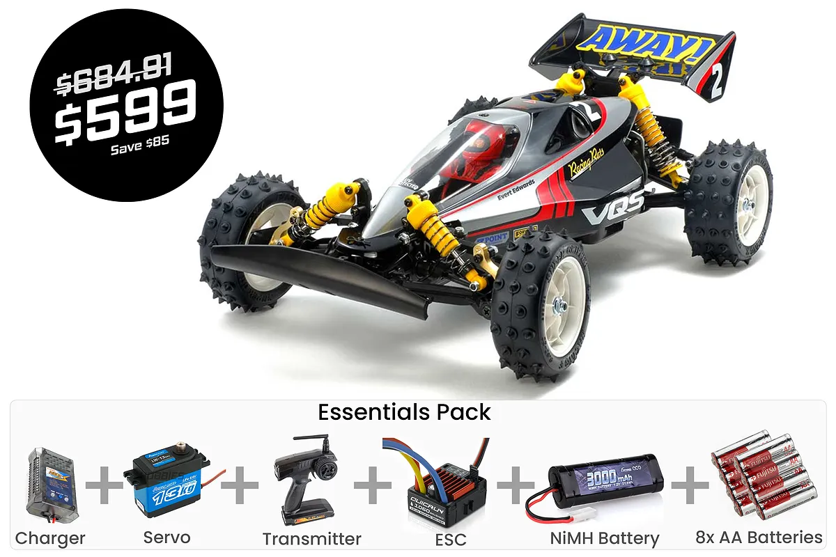 Tamiya Vanquish VQS RC Buggy Kit - Essentials Pack | 58686-BUNDLE