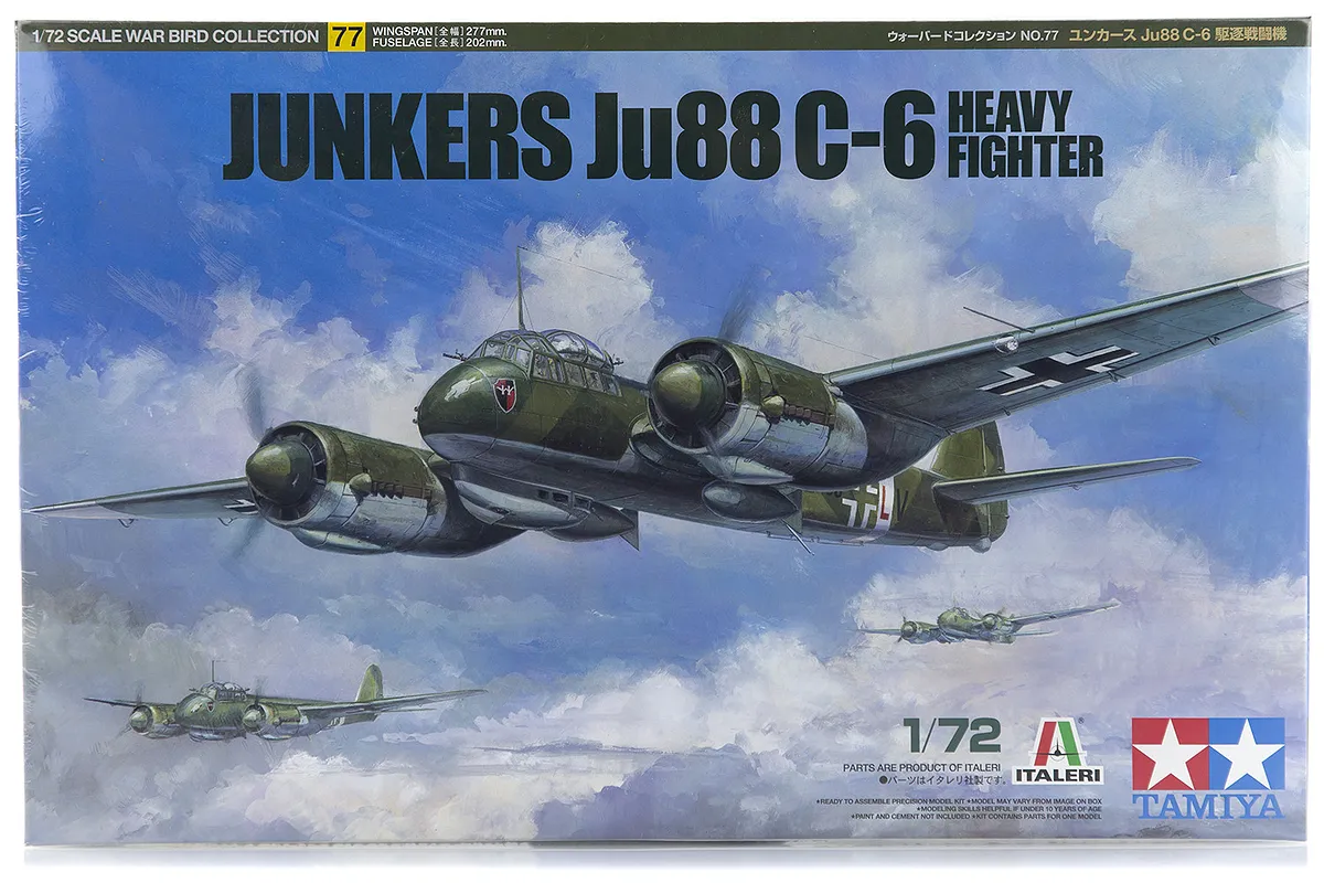 Tamiya 1/72 Junkers Ju88 C-6 Heavy Fighter Scaled Plastic Model Kit | 60777