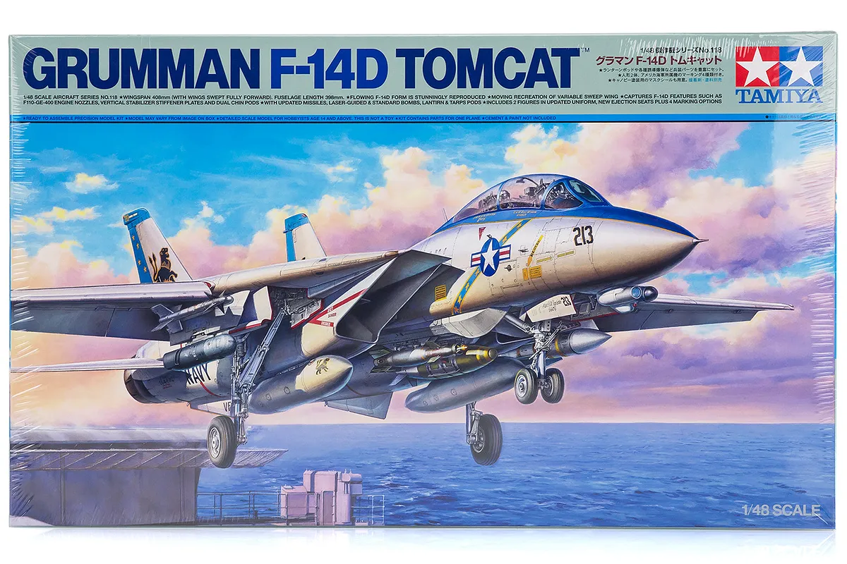 Tamiya 1/48 F-14D Tomcat Jet Scaled Plastic Model Kit | 61118