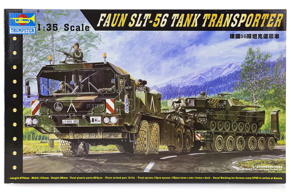 Trumpeter 1/35 German Faun SLT-56 Tank Transporter Truck Scaled Plastic ...