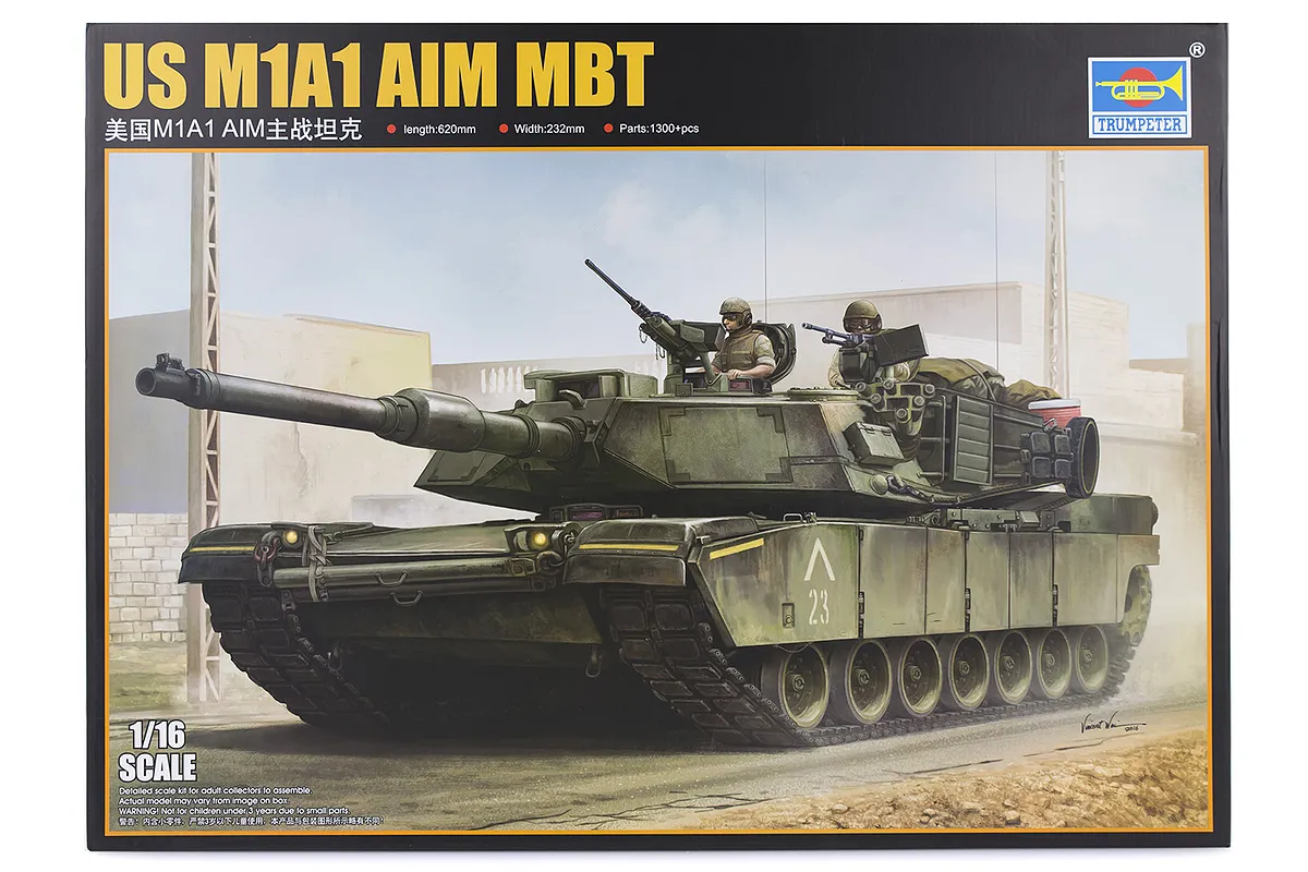 Trumpeter 1/16 U.S. Abrams M1A1 Aim Main Battle Tank Scaled Plastic Model Kit w/ Australian ...