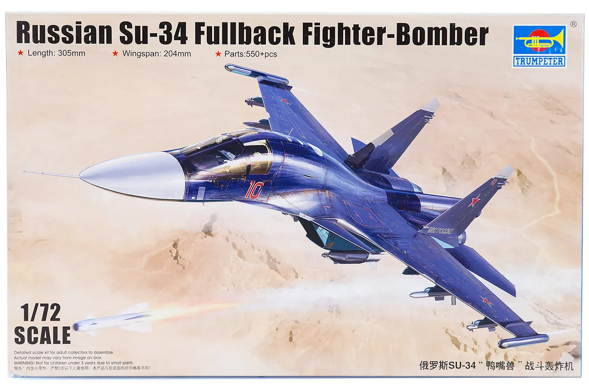 Trumpeter 1/72 Russian Su-34 Fullback Bomber/Fighter Jet Scaled Plastic ...