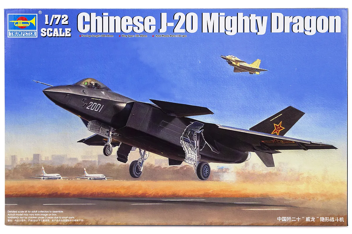 Trumpeter 1/72 Chinese J-20 Mighty Dragon Fighter Jet Scaled Plastic ...