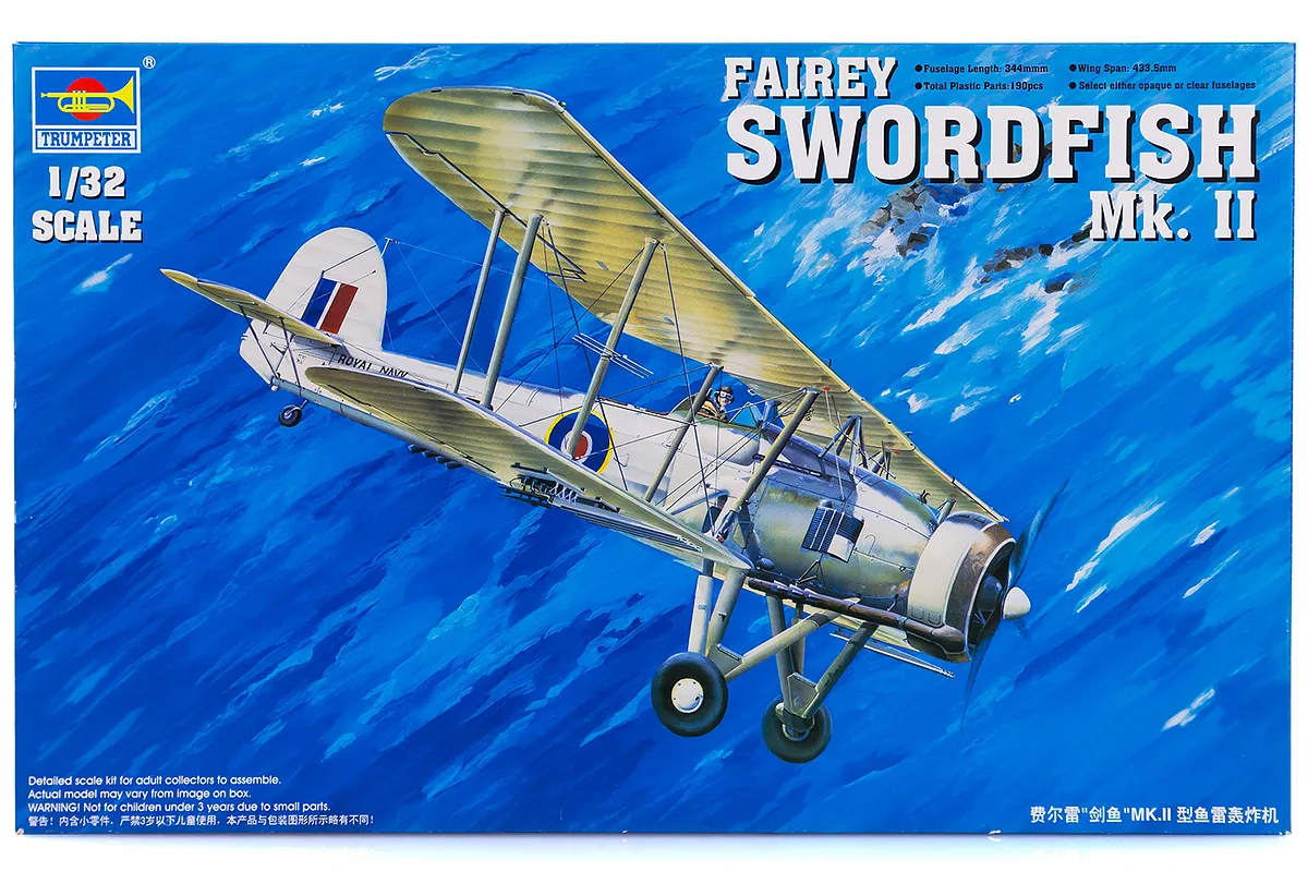 Trumpeter 1/32 Fairey Swordfish Mk. II Bomber Scaled Plastic Model Kit ...