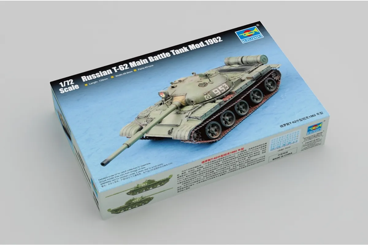 Trumpeter 1/72 Russian 1962 T-62 Main Battle Tank Scaled Plastic Model ...