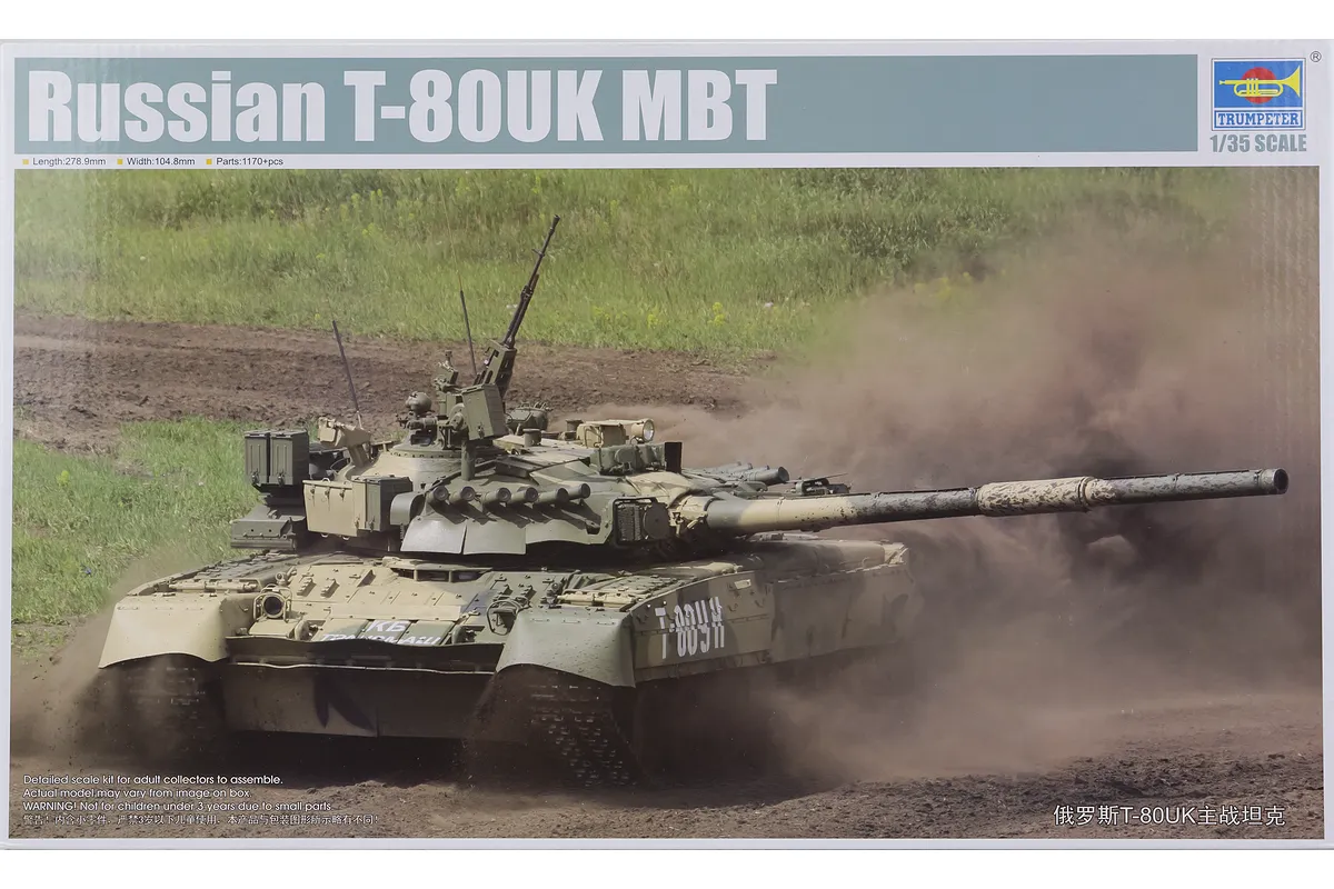 Trumpeter 1/35 Russian T-80UK Main Battle Tank Scaled Plastic Model Kit ...