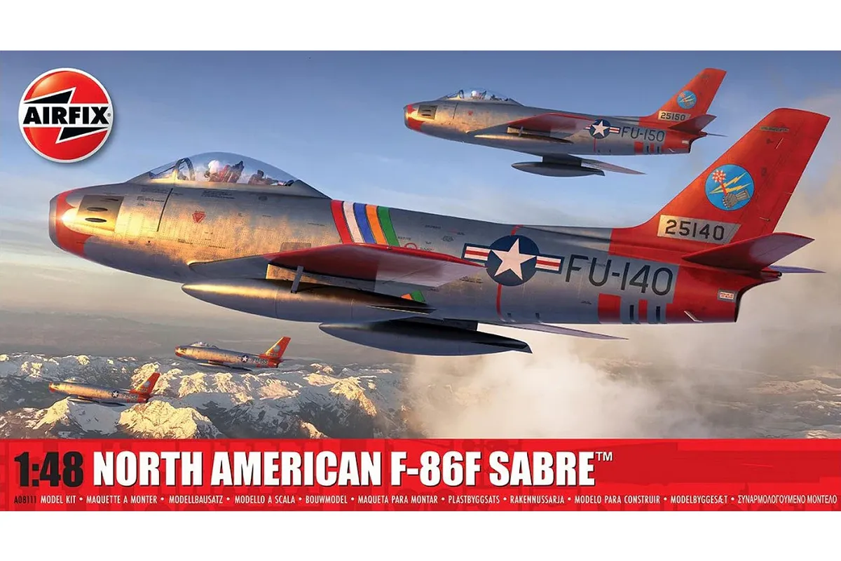 Airfix 1/48 North American F-86F Sabre Jet Fighter Scaled Plastic Model ...