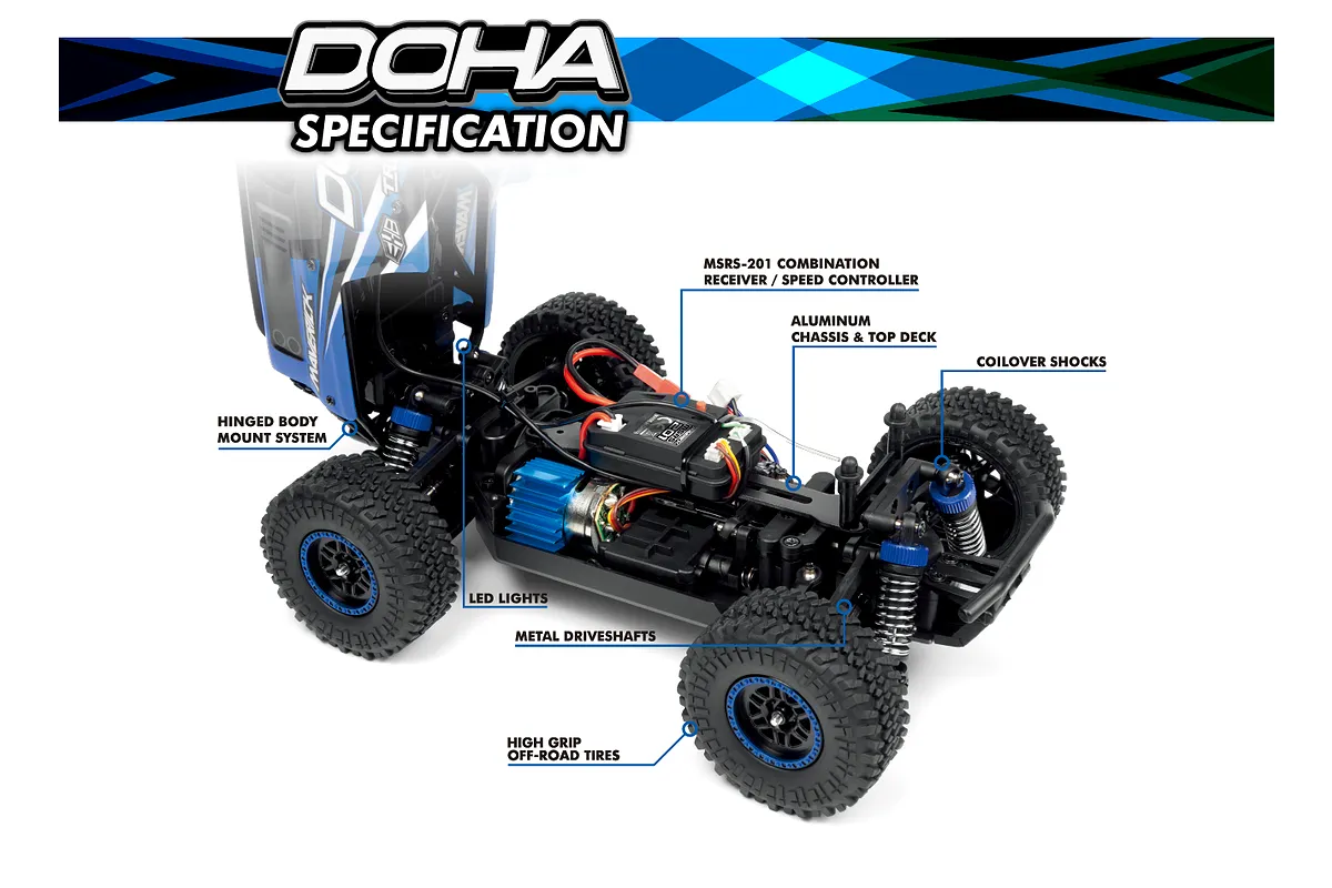 Maverick Doha RC Desert Truck Electric 4WD 1/20 Scale RTR - Blue | 150700
