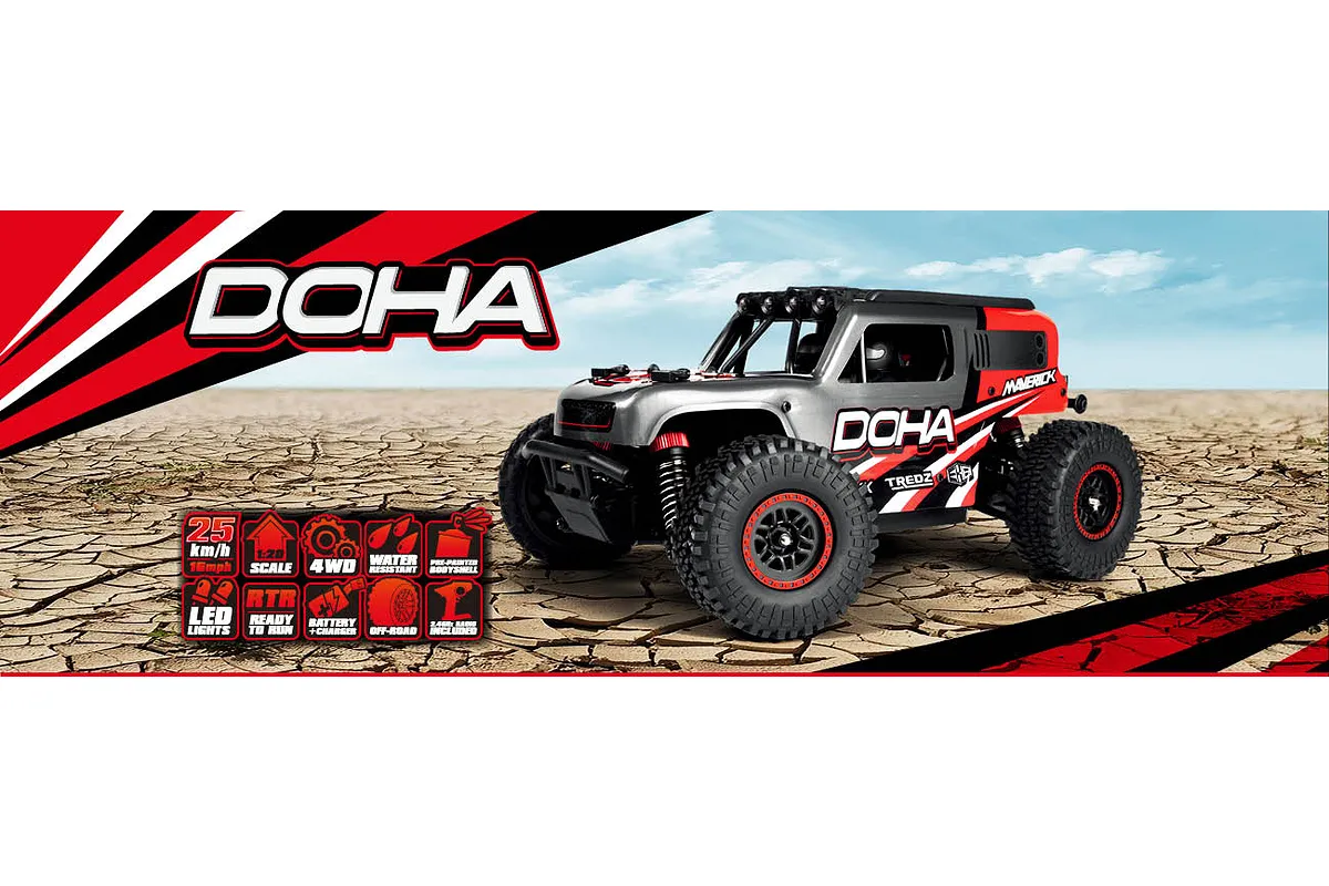 Maverick Doha RC Desert Truck Electric 4WD 1/20 Scale RTR - Red | 150701