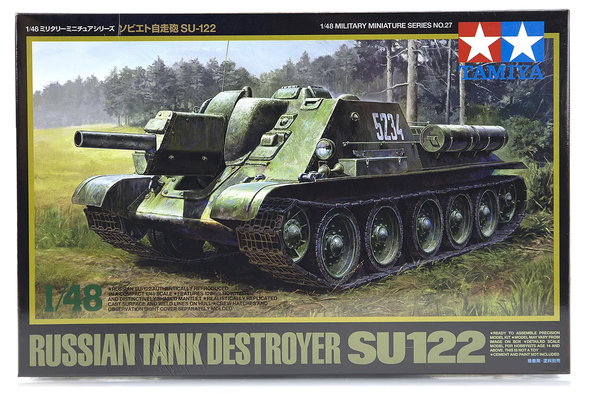 Tamiya 1/48 Russian SU-122 Tank Destroyer Scaled Plastic Model Kit | 32527