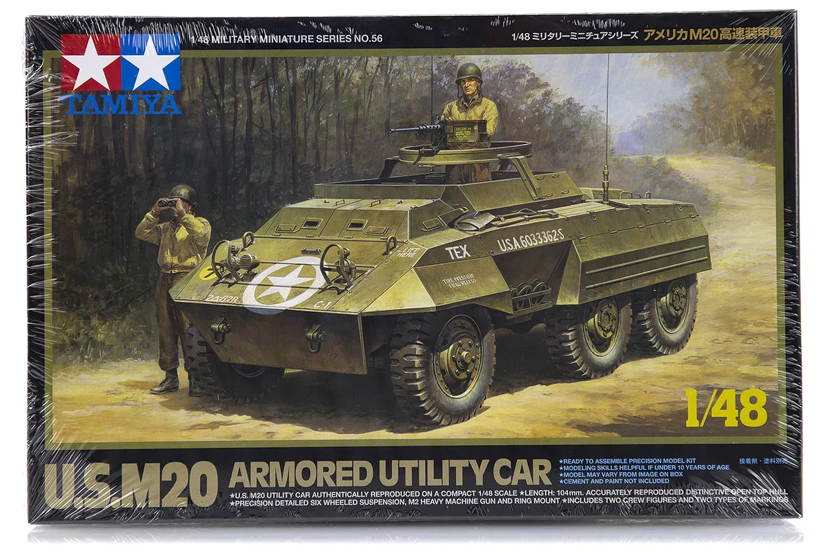Tamiya 1/48 U.S. M20 Armored Utility Car Scaled Plastic Model Kit | 32556