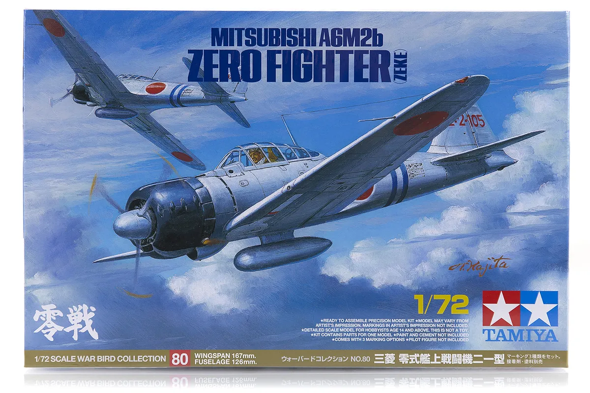 Tamiya 1/72 Mitsubishi A6M2b Zeke Zero Fighter Scaled Plastic Model Kit ...