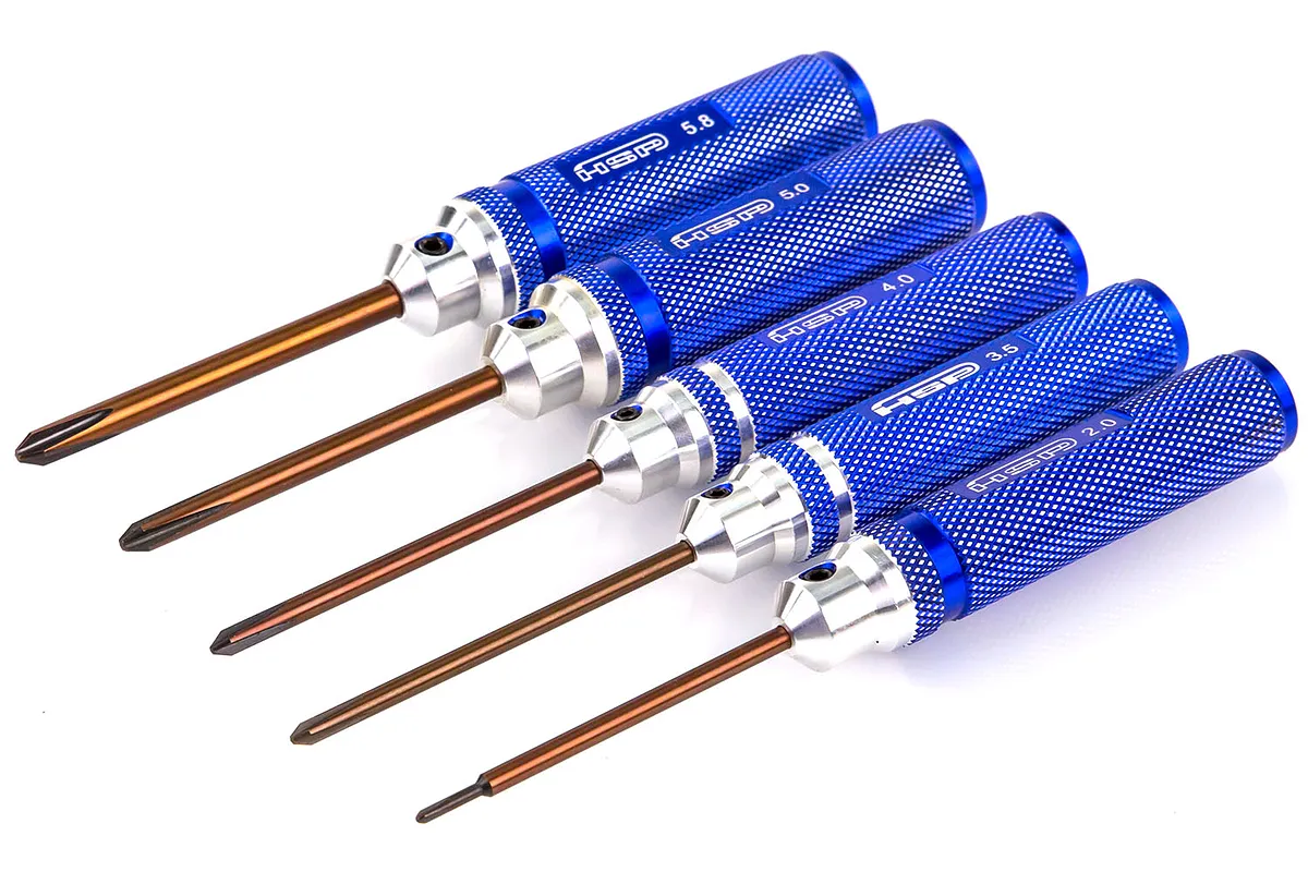 HSP Blue Aluminium Phillips Head Screwdriver Set 5Pcs | H295807
