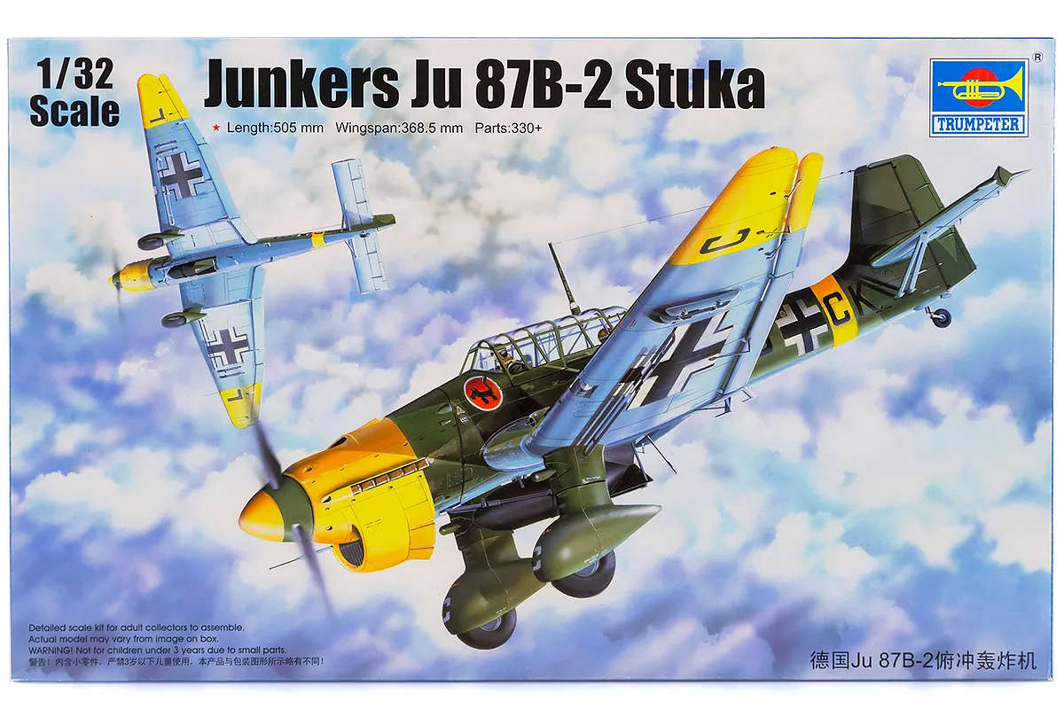Trumpeter 1/32 Junkers Ju-87B-2 Stuka Bomber Scaled Plastic Model Kit ...