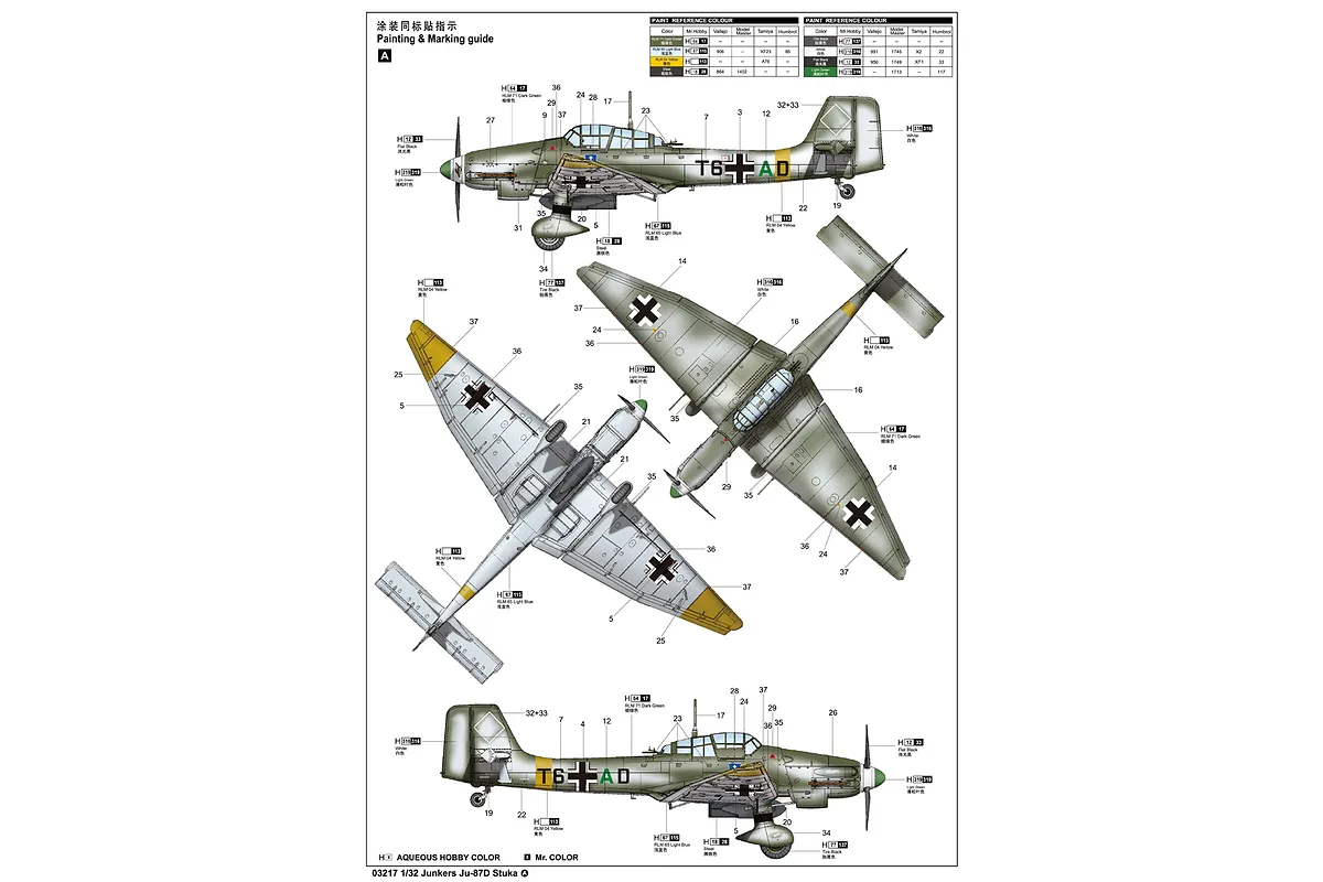 Trumpeter 1/32 Junkers Ju-87D Stuka Bomber Scaled Plastic Model Kit | 03217