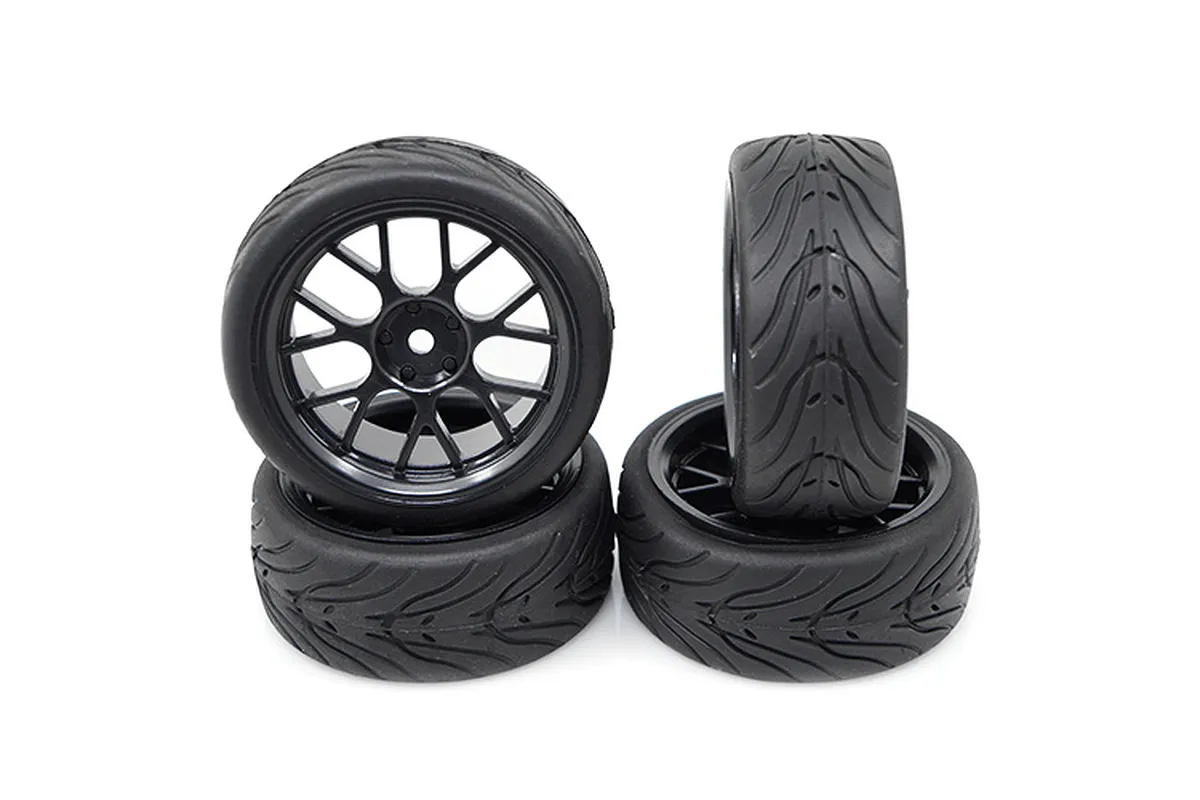 Yeah Racing 1.9" (+3mm Off-Set) Spec T On Road Tyres on Black Rims ...