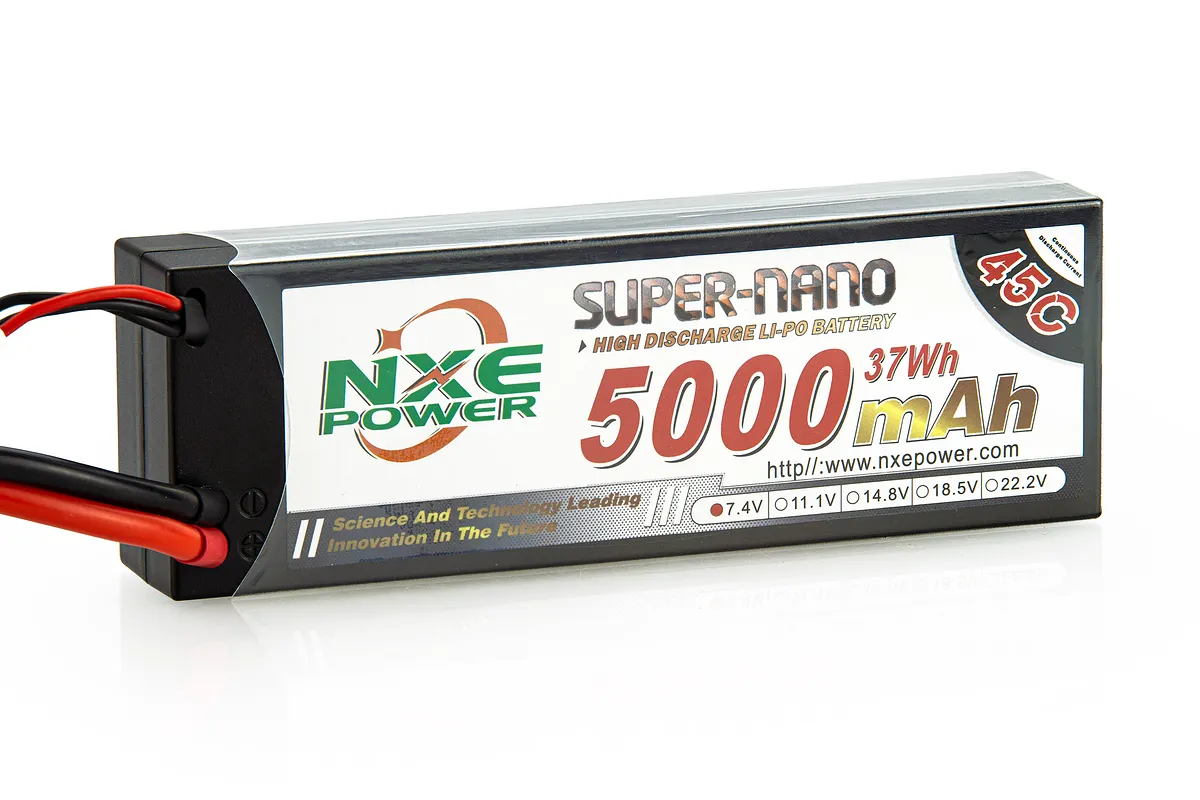 NXE 7.4v 5000mAh 45C Hard Case LiPo Battery | 5000HC452SDEAN