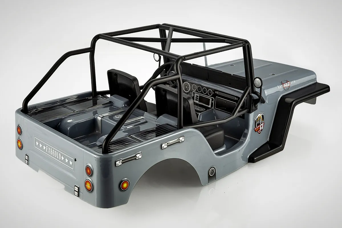 HSP Jeep CJ Grey Painted Body Shell w/ Roll Cage | P86220-2