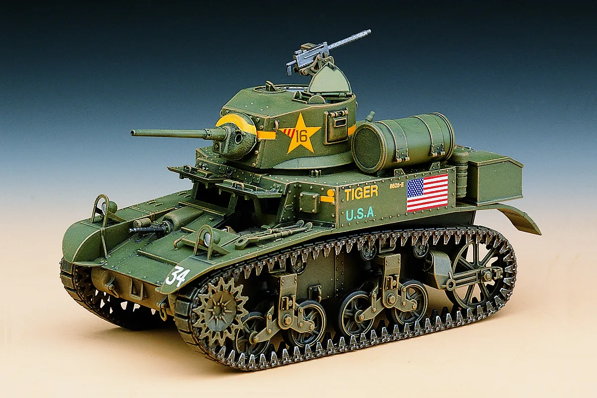 Academy 1/35 U.S. M3A1 Stuart Light Tank Scaled Plastic Model Kit | 13269