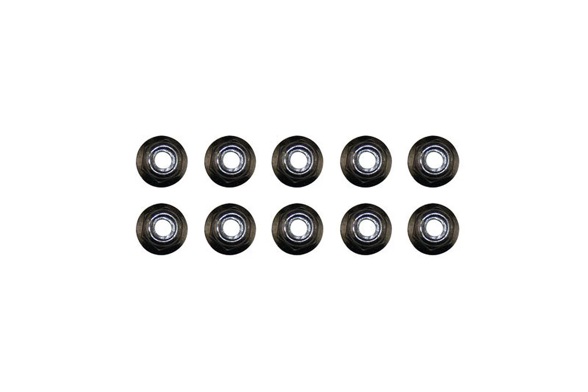 Axial 4mm Black Steel Flanged Nyloc Nuts 10Pcs | AXA1045