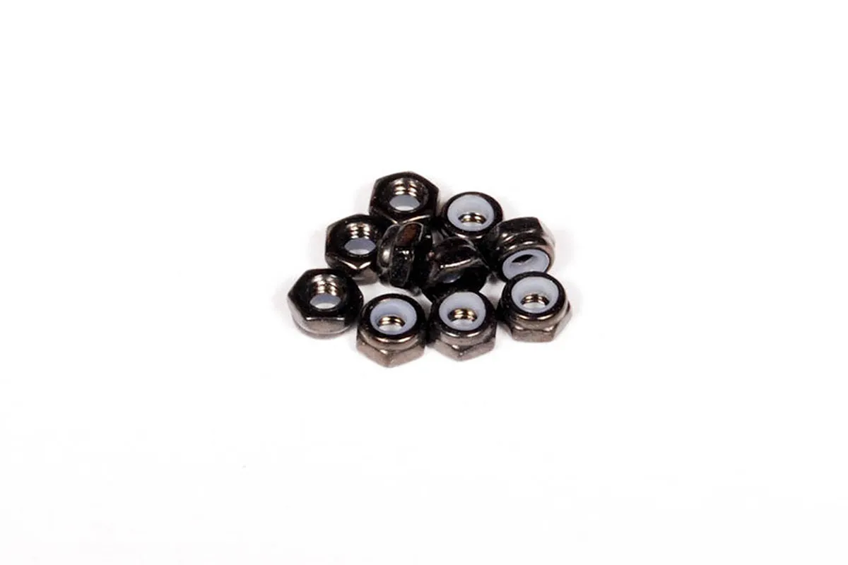 Axial 3mm Black Steel Thin Nyloc Nuts 10Pcs | AXA1052