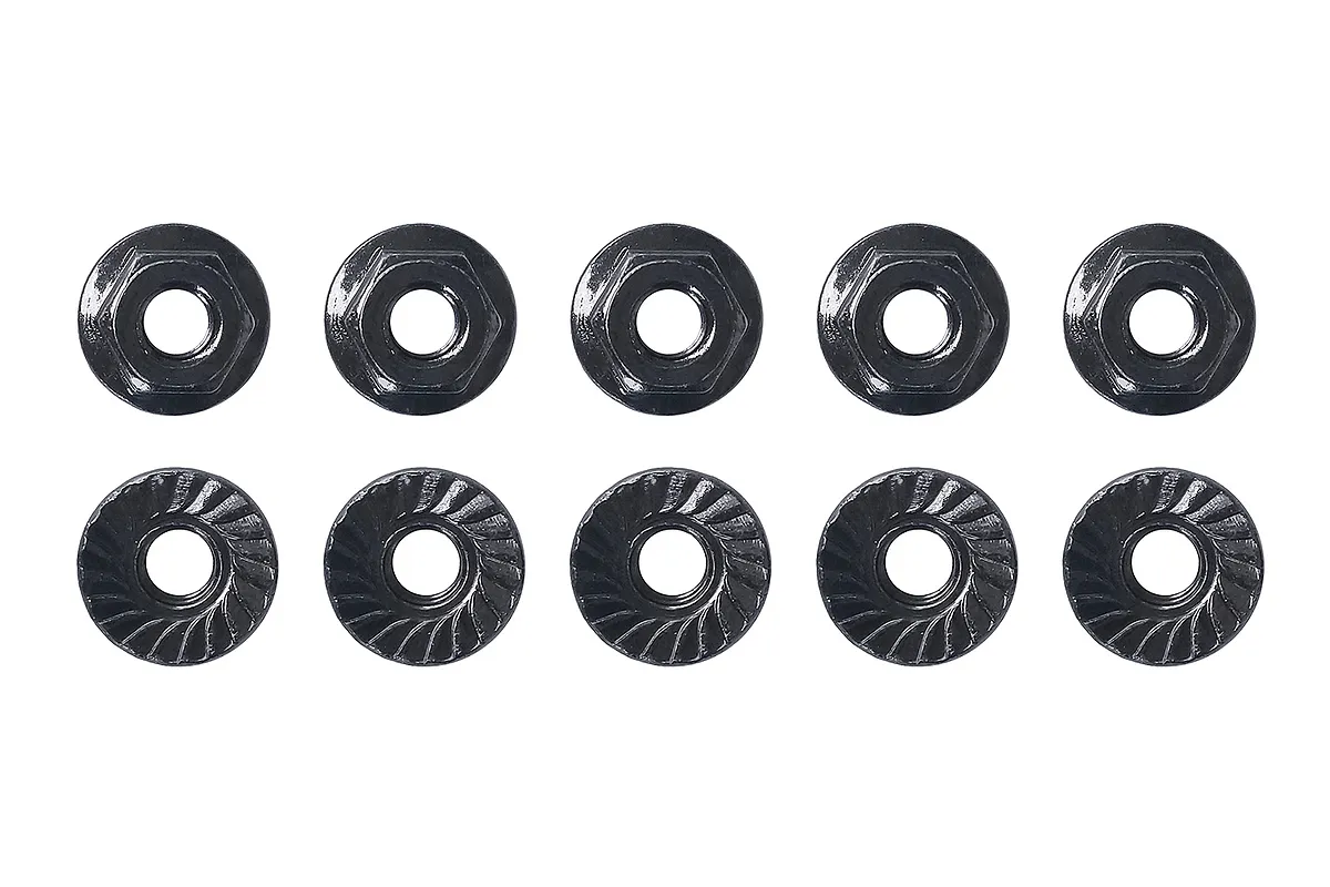 Team Associated Steel 4mm Low Profile Flanged Serrated Nuts 12Pcs | 91150