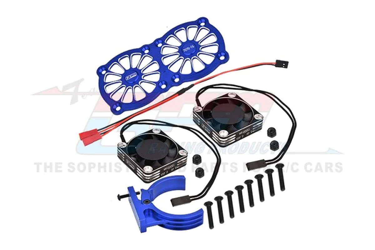 GPM Aluminium Adjustable Motor Heatsink w/ Dual Cooling Fans Set - Blue ...