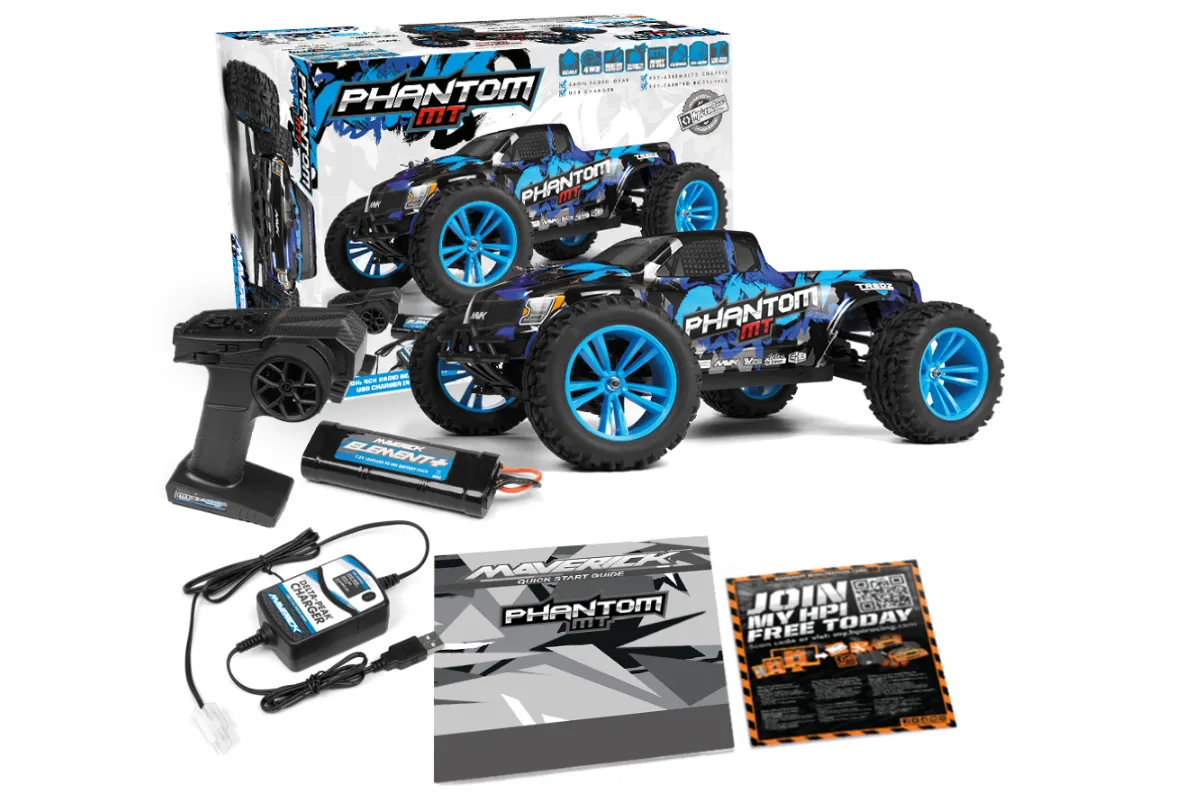 Maverick 1 10 Phantom MT Electric RTR 4WD RC Monster Truck Black Blue 150603