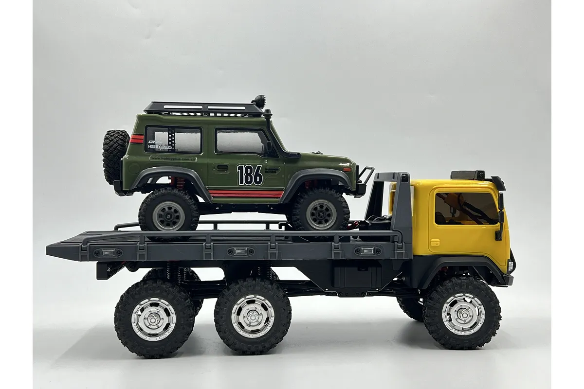 HobbyPlus 1/18 CR-18P 6X6 Flatbed Electric Brushed RTR RC Truck - Yellow | 1810430