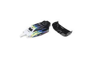 Losi Mini-B Painted Body Shell w/ Wing - Black/White | LOS210020