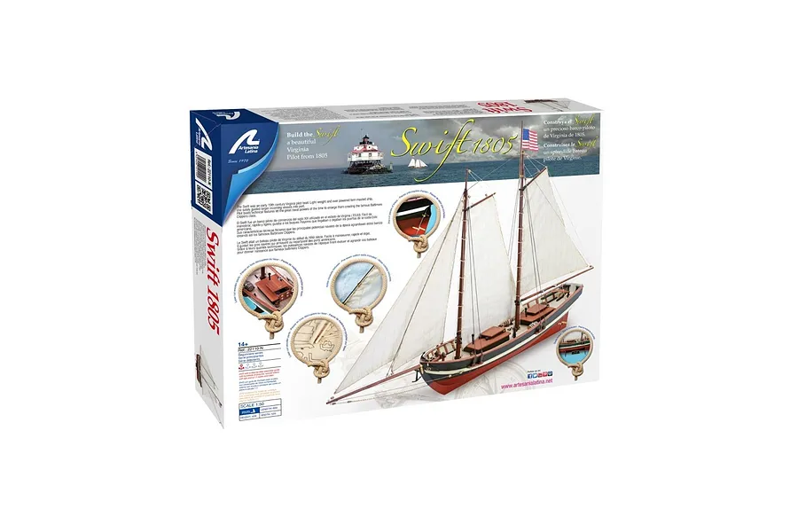 Artesania Latina 1/50 1805 Swift Virginia Pilot Boat Scaled Wooden ...