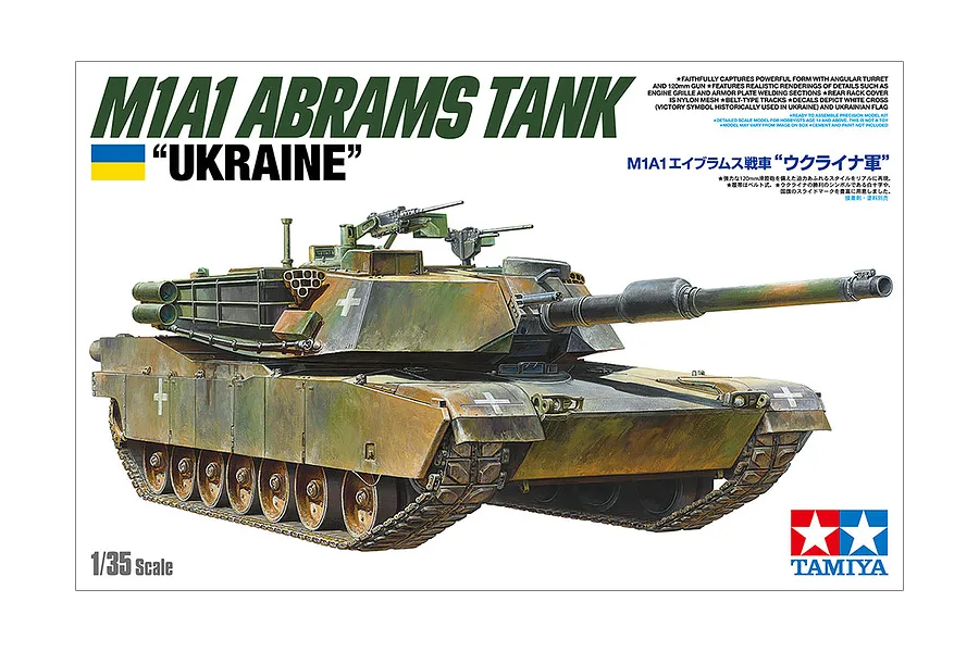Tamiya 1/35 Ukraine M1A1 Abrams Tank Scaled Plastic Model Kit | 25216