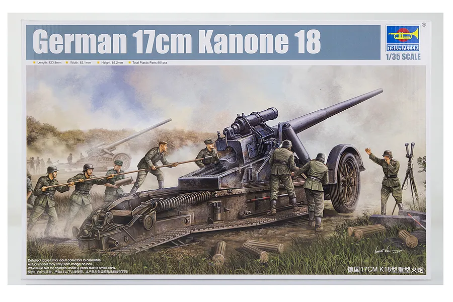Trumpeter 1/35 German 17cm Kanone 18 Heavy Howitzer Scaled Plastic ...