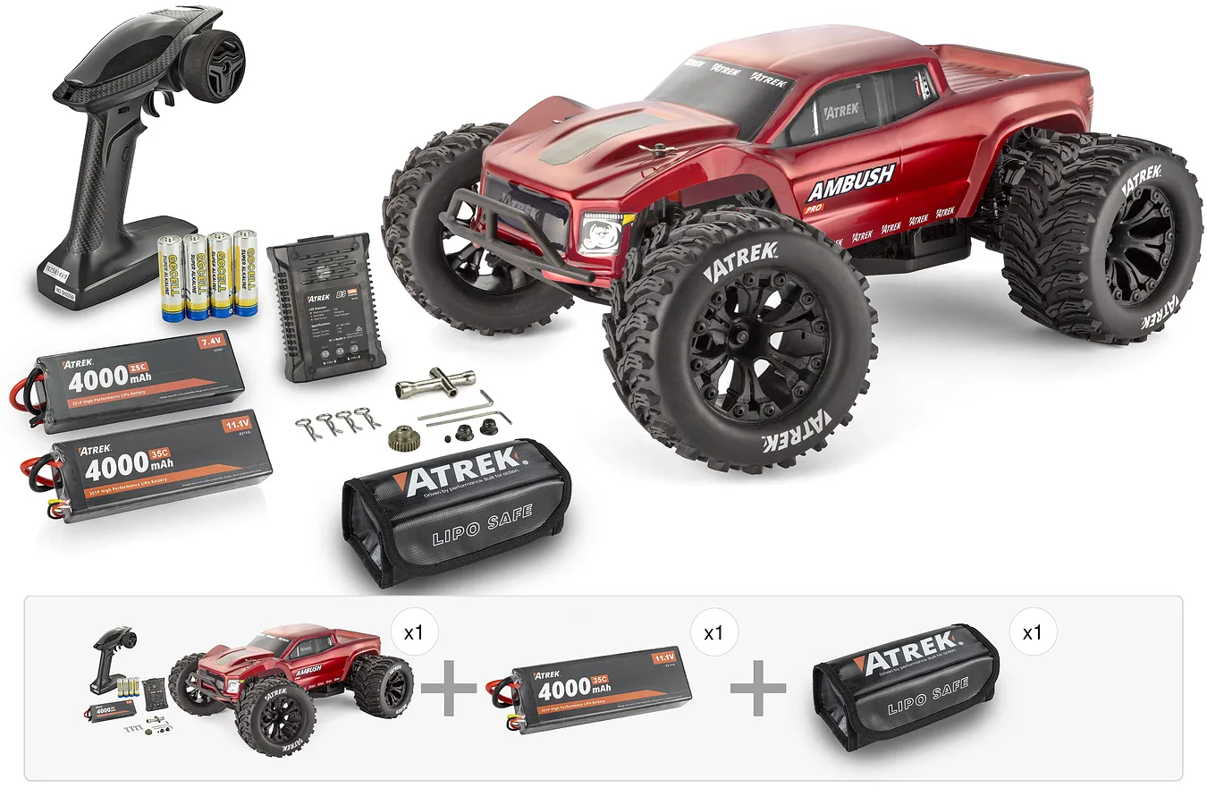 Atrek Ambush Pro RC Monster Truck - Brushless Speed Performance Pack