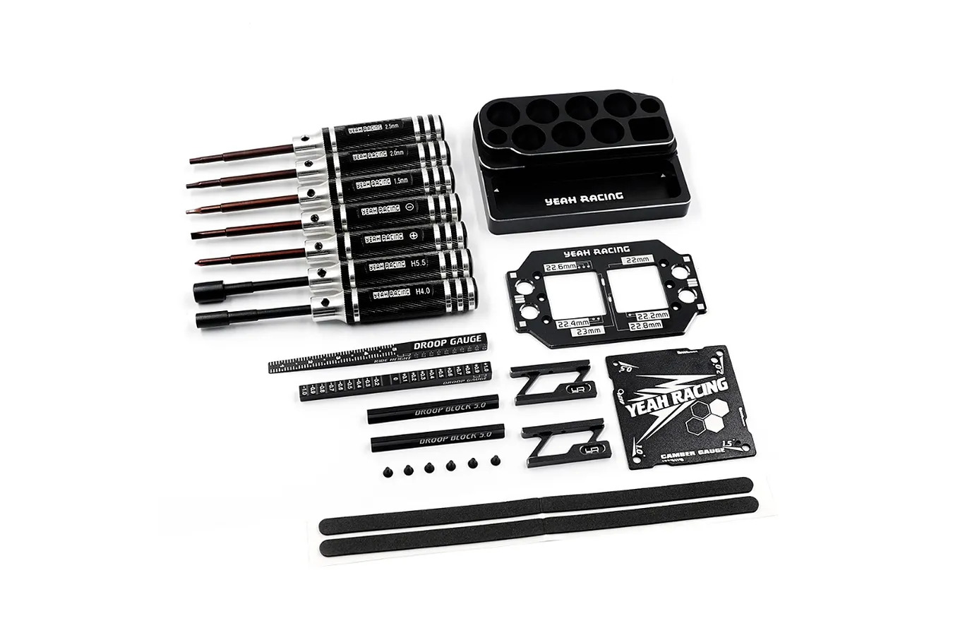 Yeah Racing Aluminium Assorted Mini Tool and Chassis Set Up Set - Black