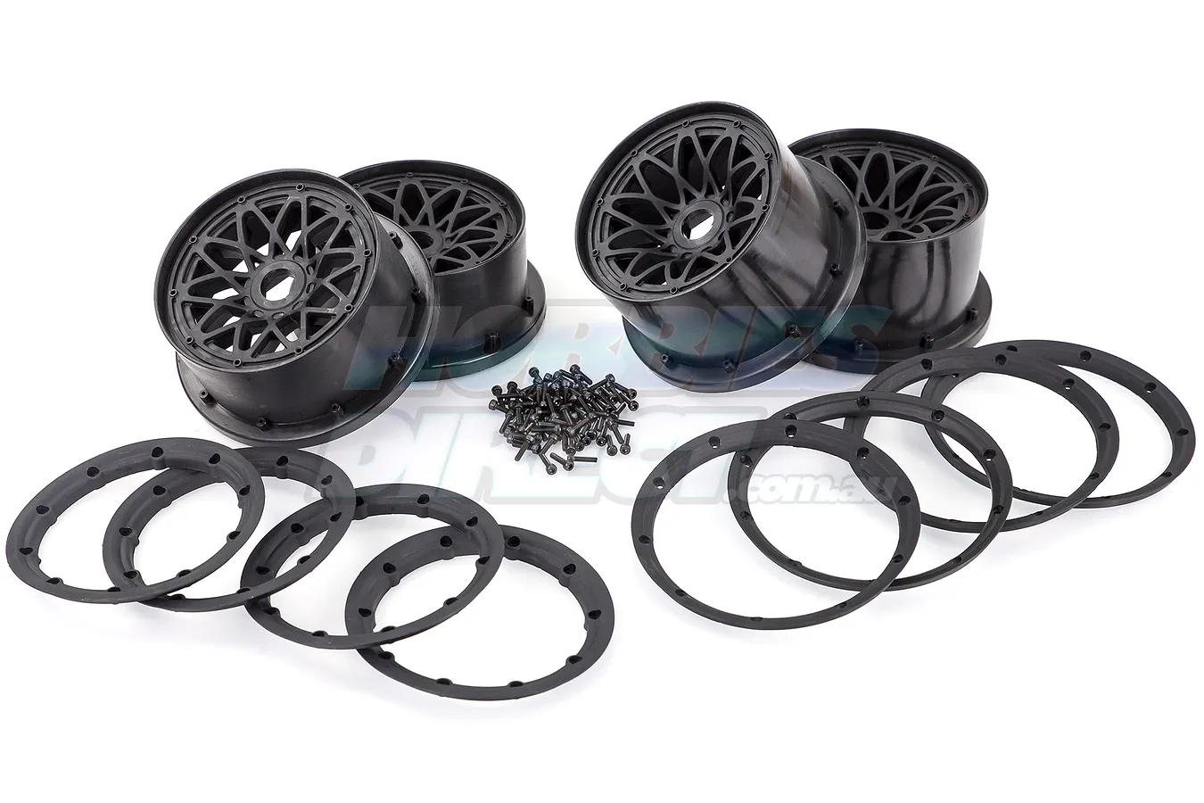 Rovan 4.7/5.5" Baja 5B Black Mesh Rim Set w/ Black Beadlocks