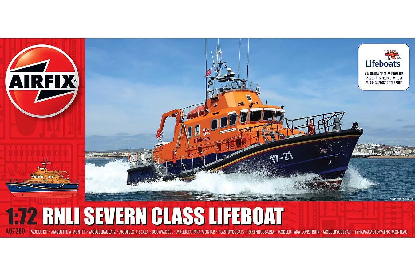 Airfix 1/72 RNLI Severn Class Lifeboat Scaled Plastic Model Kit
