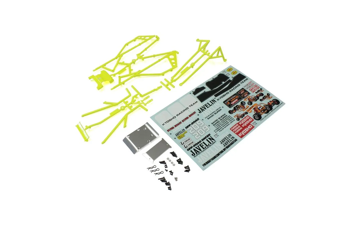 Kyosho Javelin Yellow Body Roll Cage Set w/ Hardware & Decals