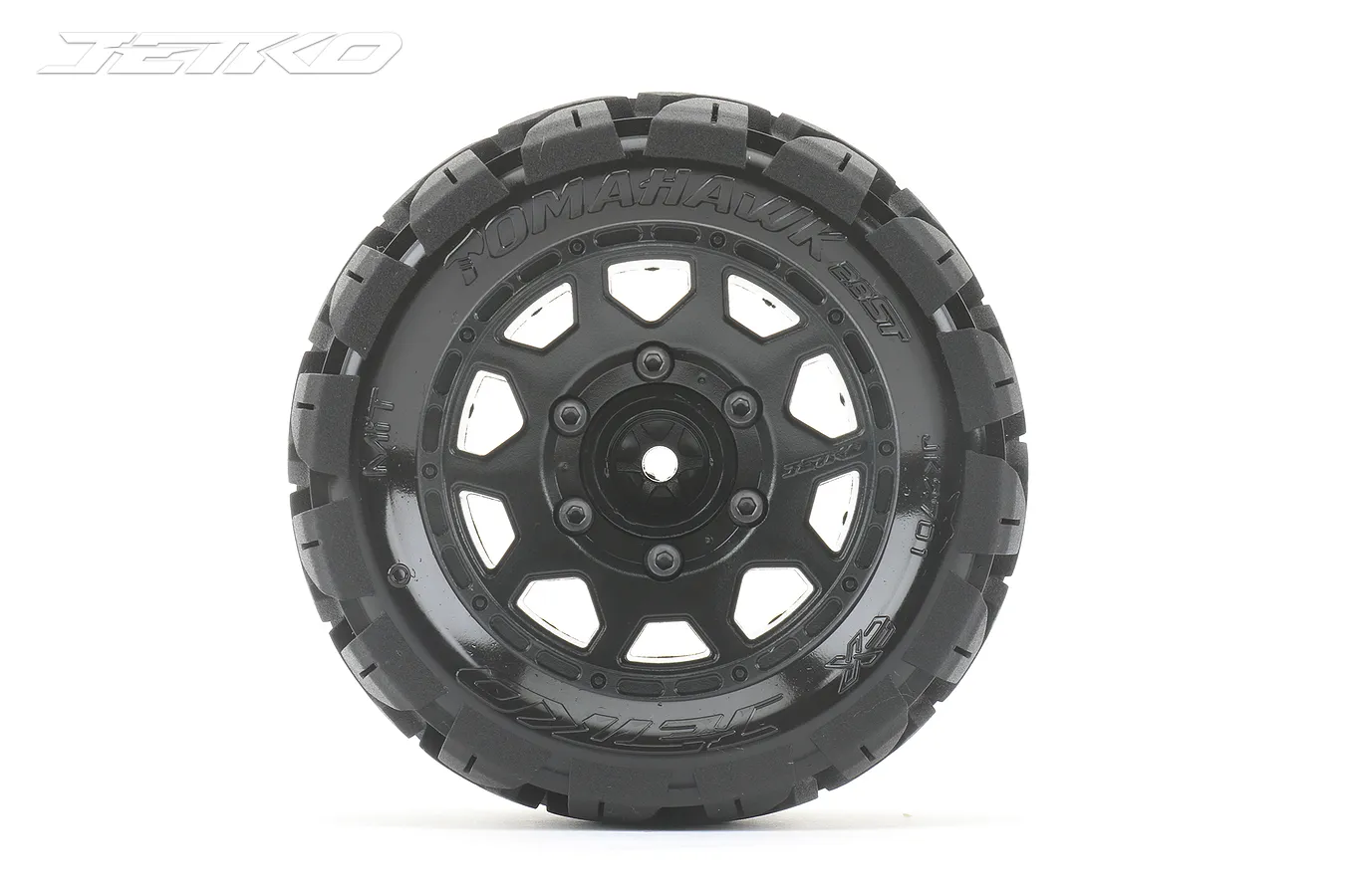 Jetko 2.8" Tomahawk ST Medium Soft Tyres on (1/2" Off Set) Black Claw ...