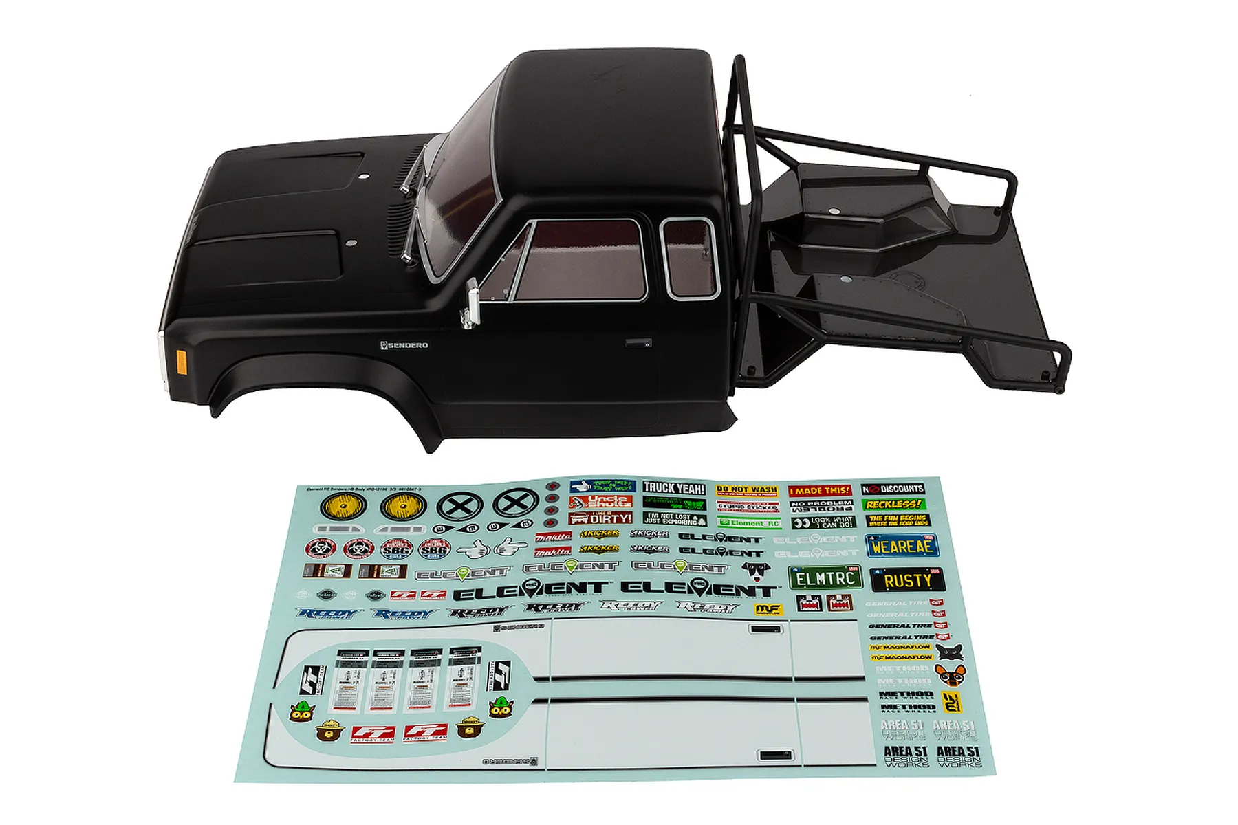 Element RC Enduro Sendero HD Painted Body Shell - Scratch-n-Weather Black