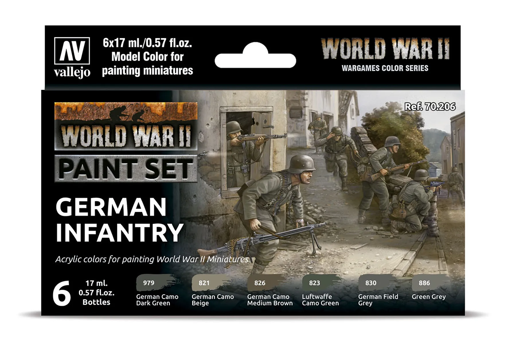 Vallejo Model Colour WWII German Infantry Acrylic Colour Paint Set 6Pcs